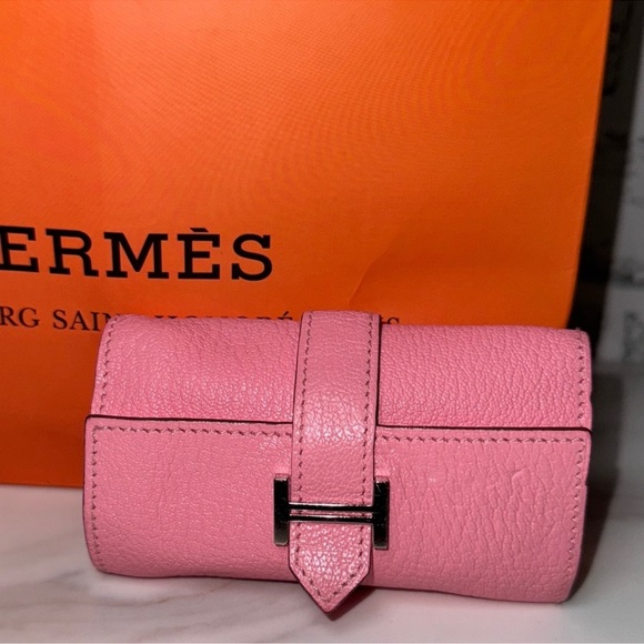 Hermes | Bags | Authentic Hermes Pink 4 Key Rings Key Holder Wallet ...